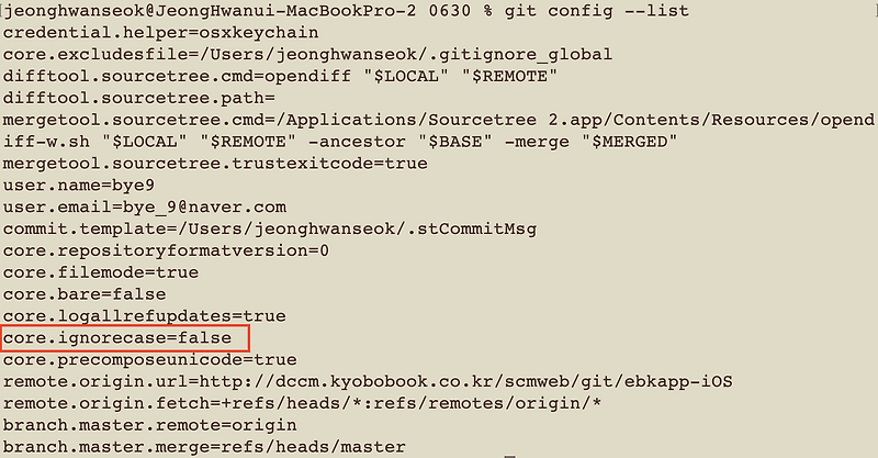 [iOS] git commit 시, 파일 대소문자 구분 :: bye_9