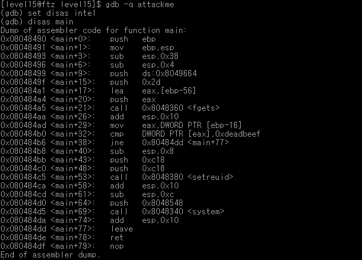[FTZ] level 15 풀이 — olzoooo