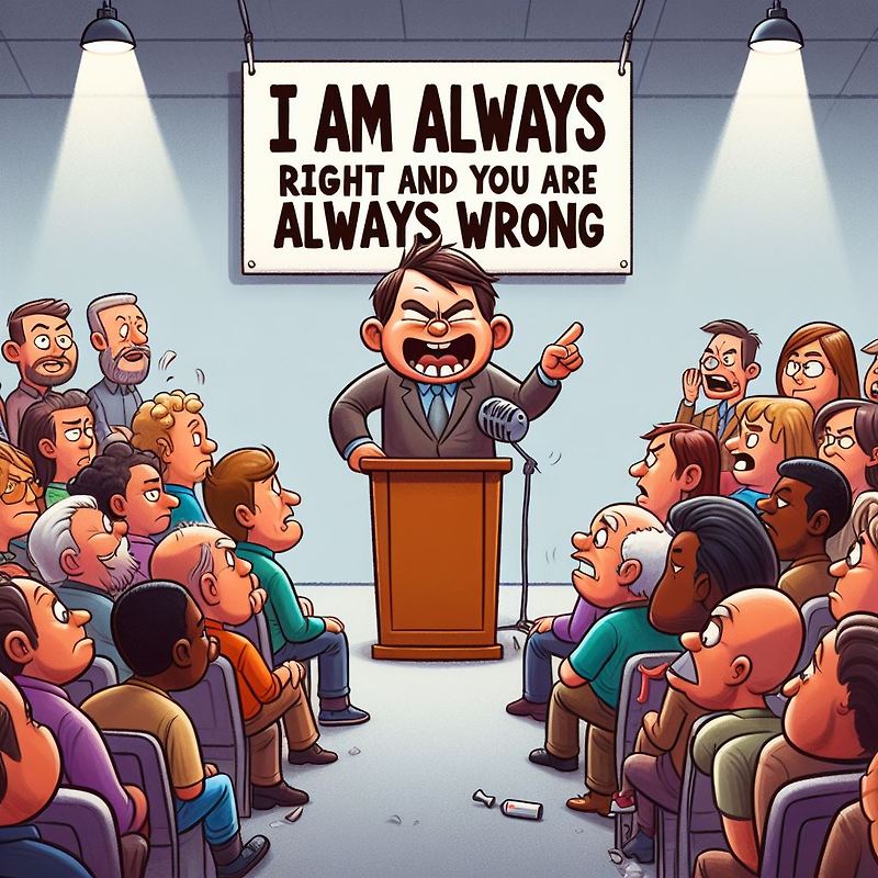 I AM ALWAYS RIGHT AND YOU ARE ALWAYS WRONG.