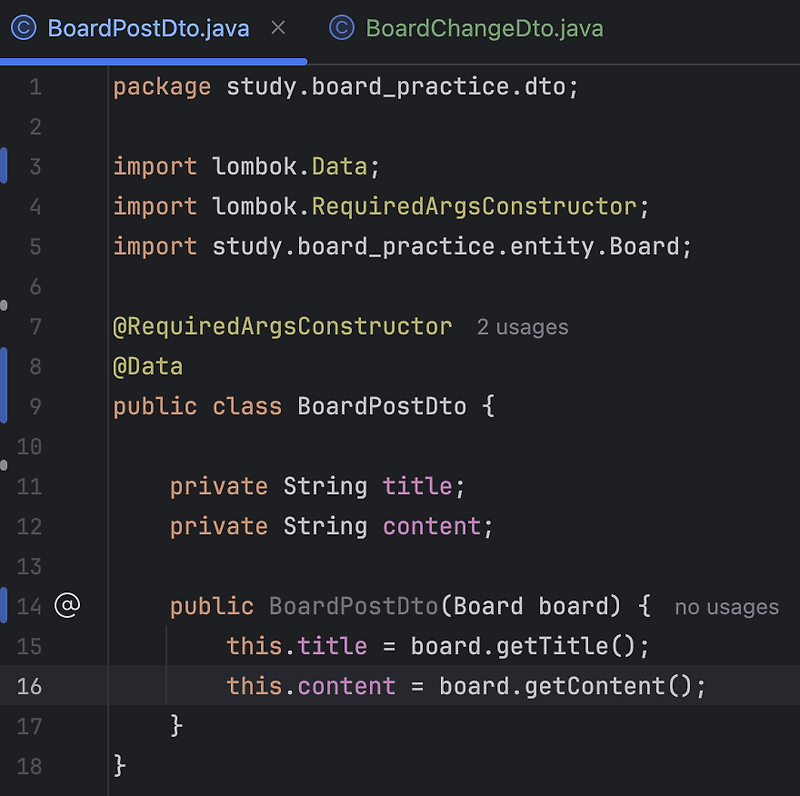 Spring MVC)게시판 만들기 - DTO 추가