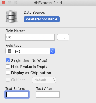 dbExpress 데이터베이스 필드