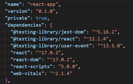 [React] react active app package.json description