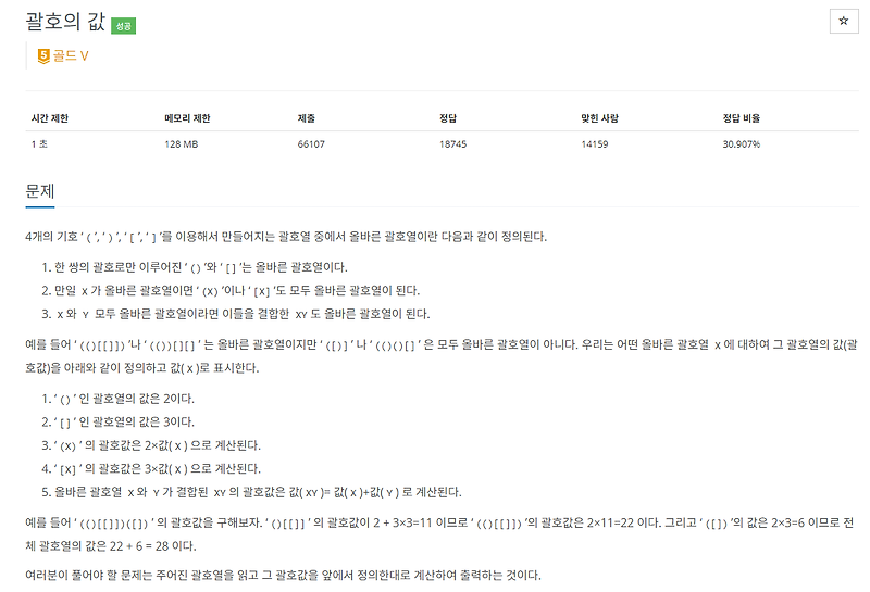 [JAVA]BOJ 2504, 괄호의 값