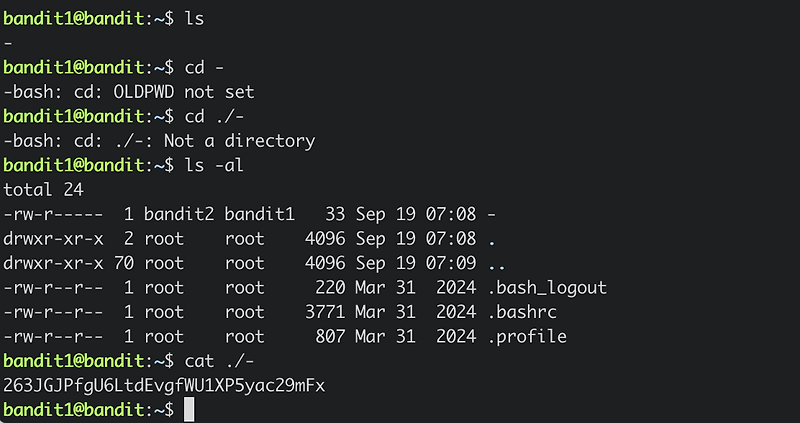 [OverTheWire][Linux] Bandit Level1 -> Level2