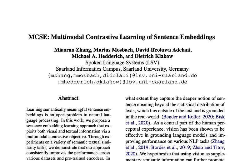 [Paper Review] MCSE: Multimodal Contrastive Learning of Sentence Embeddings (NAACL 2022 ...