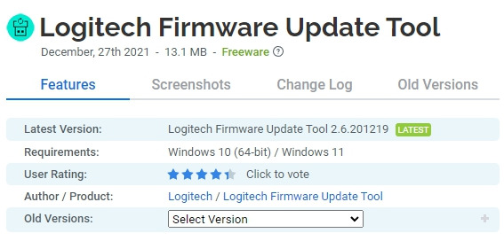 Logitech Firmware Update Tool 무료 다운로드