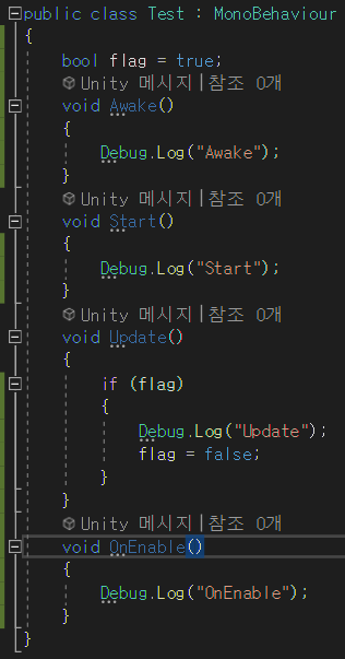 [Unity] Update, Start, OnEnable, OnDisable