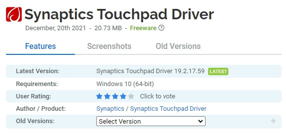 Synaptics Touchpad Driver 무료 다운로드
