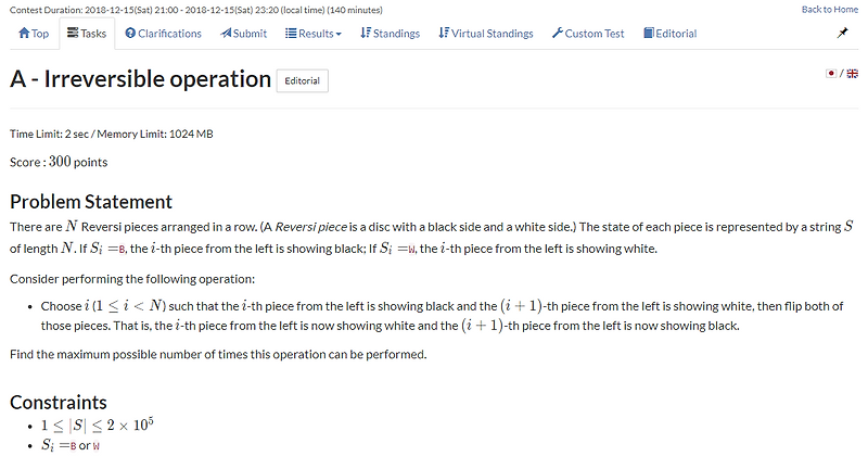 [ AtCoder ] Boot camp for Beginners - ( AGC 029 ) A - Irreversible operation