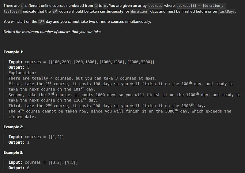 LeetCode : 630. Course Schedule III