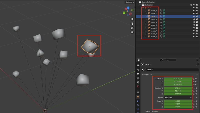 [Houdini] 후디니 RBD를 손상없이 다른 DCC툴로 FBX 익스포트하기 (조각별 Transform 유지)