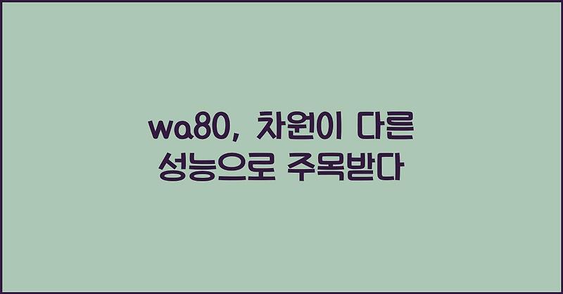 wa80, 차원이 다른 성능으로 주목받다