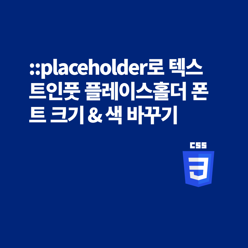 [CSS] ::placeholder로 텍스트인풋 플레이스홀더 폰트 크기 & 색 바꾸기