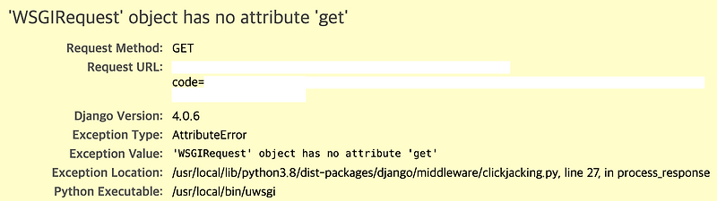 [django 장고]api의 응답 Response 를 전달받을때 에러 발생 Response Error Wsgirequest Object Has No Attribute