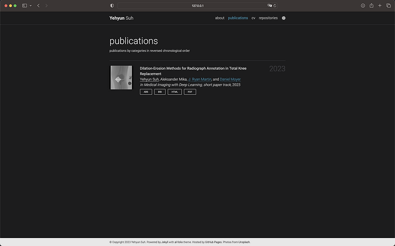 Al-folio 템플릿 github.io 개인 홈페이지 수정하기 (4)