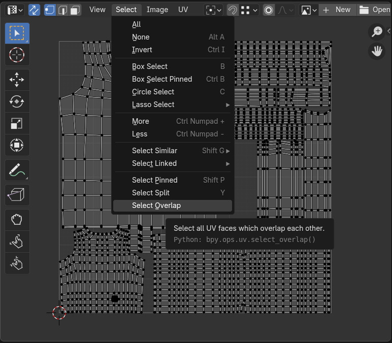 Blender TIP: 겹쳐진 UV 확인- Select Overlap