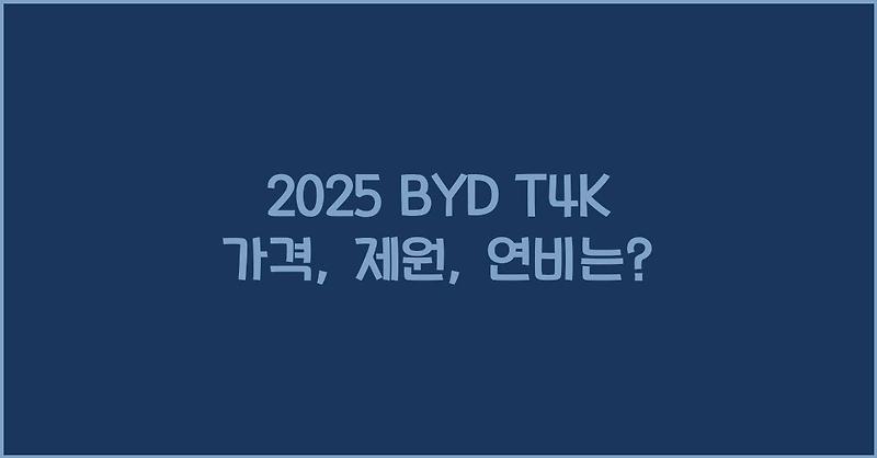 2025 BYD T4K 가격, 제원, 연비는?