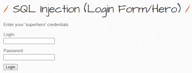 bWAPP A1 SQL Injection (Login Form/Hero)
