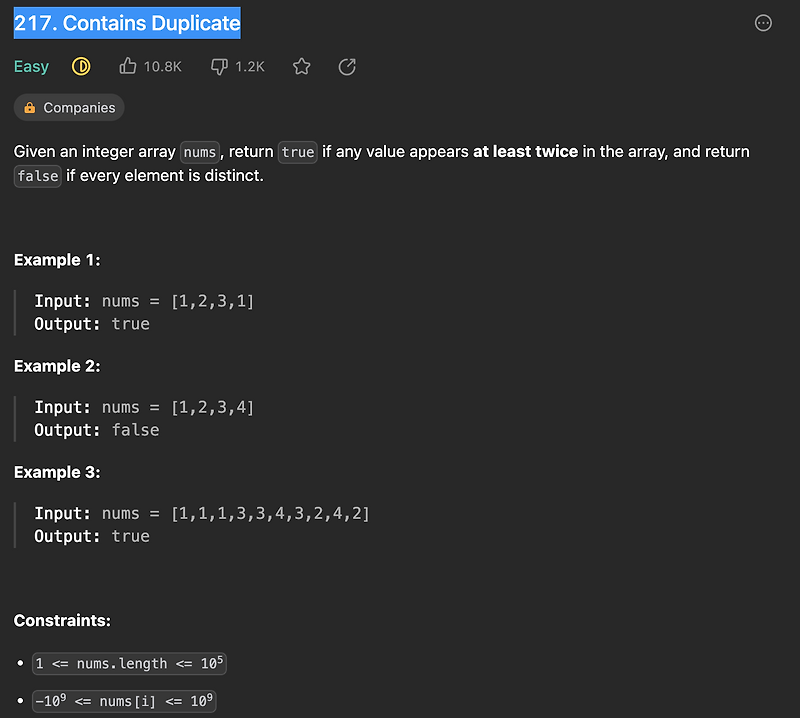 217. Contains Duplicate