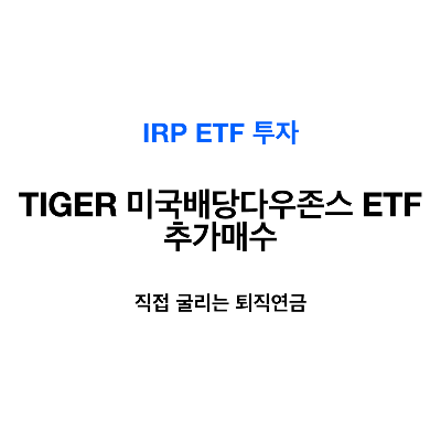 IRP ETF 투자, 직접 굴리는 퇴직연금 한국형 SCHD ETF TIGER 미국배당다우존스 추가 매수