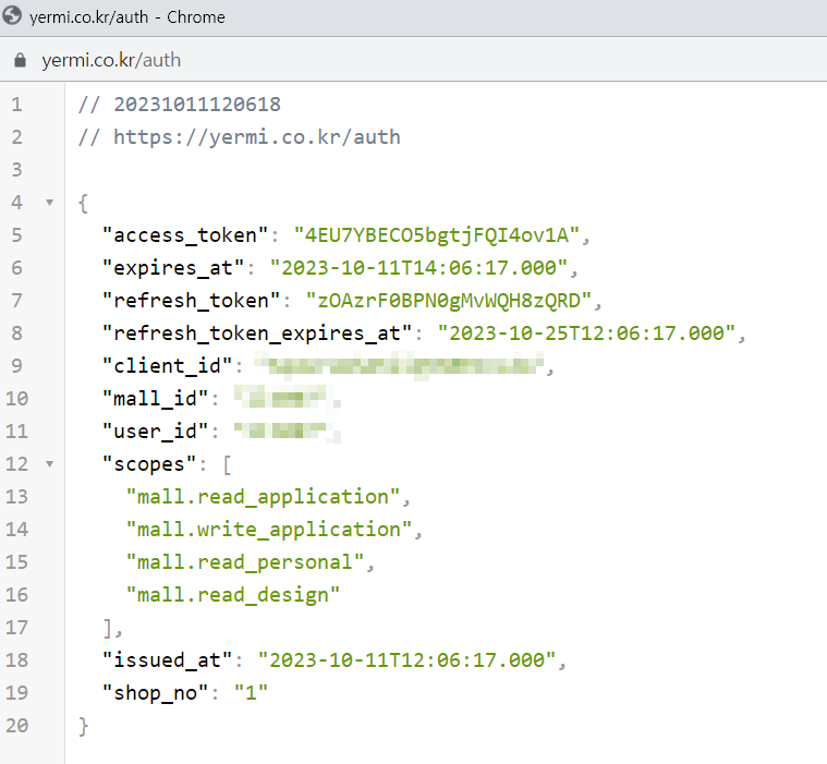 [API] Cafe24, OAuth 인증 과정 구현하기(3) [카페24 쇼핑몰 앱 엑세스 토큰 발급 받기] — 예르미의 코딩노트