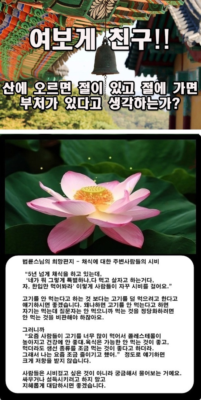 법륜스님의 희망편지-채식에 대한 주변 사람들의 시비