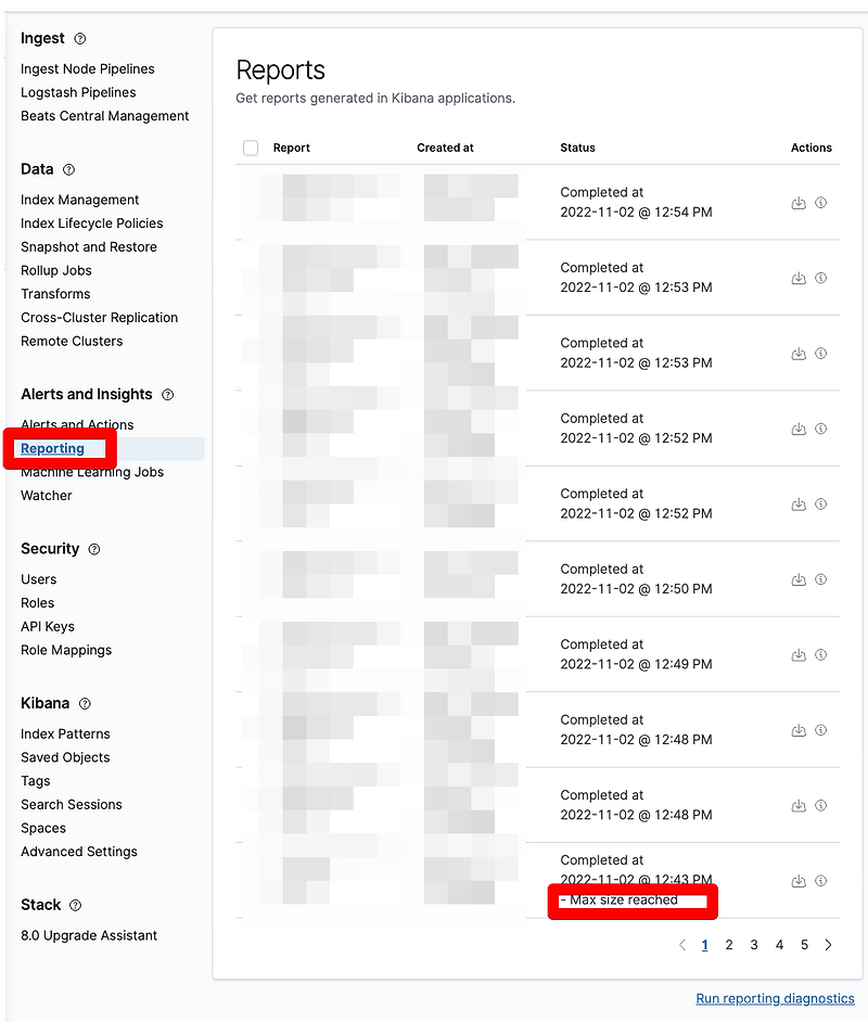 Elastic cloud : Kibana Reports CSV 파일 다운로드 용량 늘리기 :: 기록은 희미해지지 않는다.
