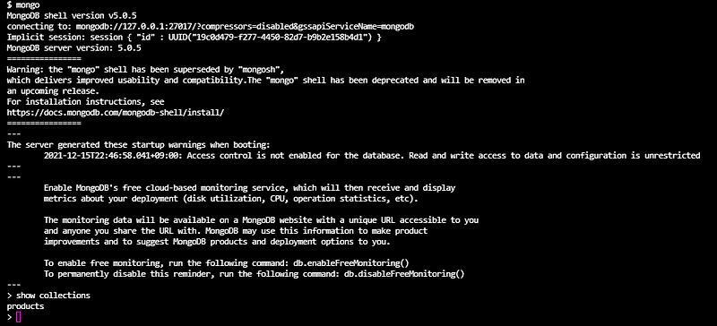 MongoDB CRUD(Create, Read, Update, Delete) 사용