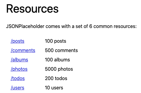JSON Placeholder 무료 가상 REST API 서버