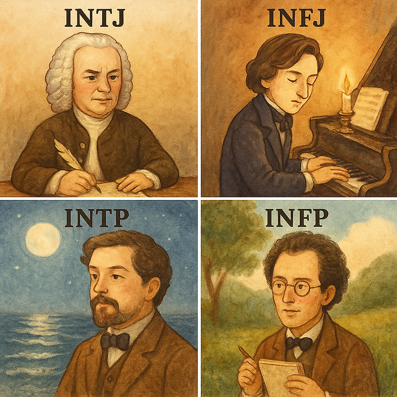MBTI별 클래식 음악가 추천 | INTJ · INTP · INFJ · INFP 유형의 감성에 어울리는 작곡가(추천 클래식 음악 포함)