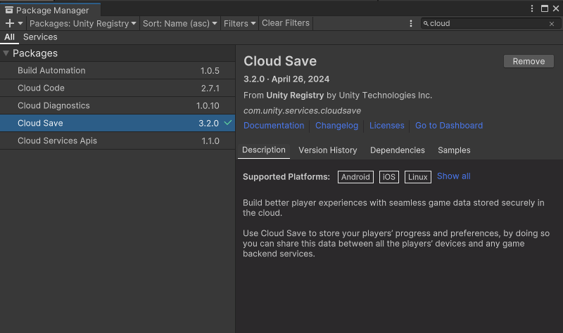 [Unity] UGS - Cloud Save