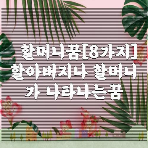 할머니꿈[8가지] 할아버지나 할머니가 나타나는꿈