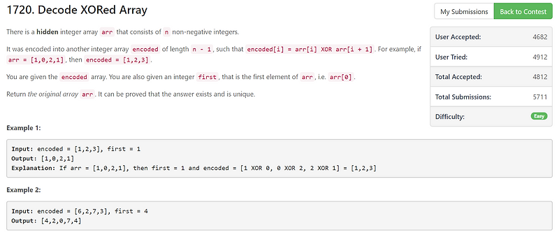 1720 Decode XORed Array