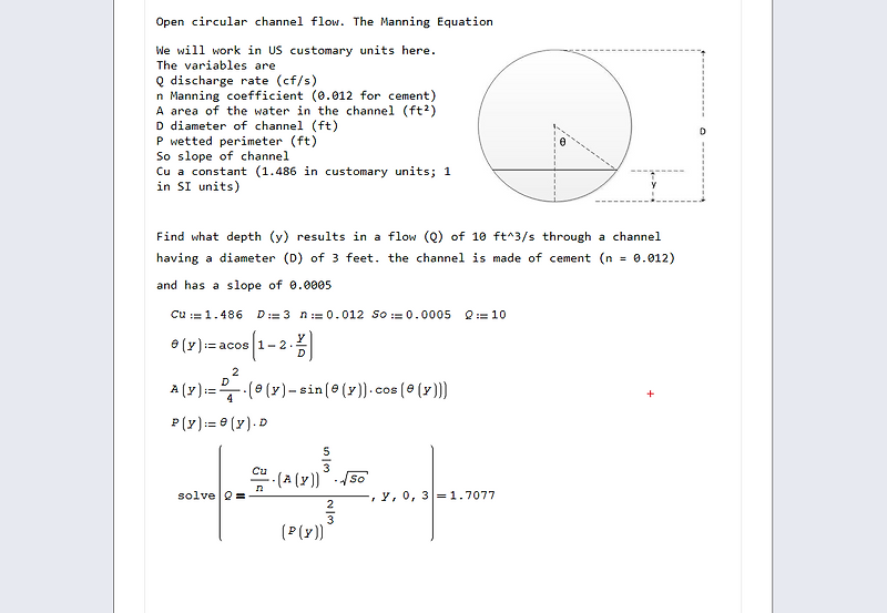 Open circular channel flow. The Manning Equation