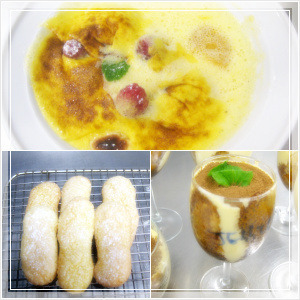 berry sabayon grain with lady fingers, tiramisu