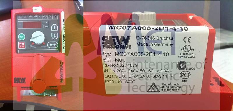 SEW EURODRIVE, SEW, EURODRIVE, MC07A008-2B1-4-10, MOVITRAC, D-76646 ...