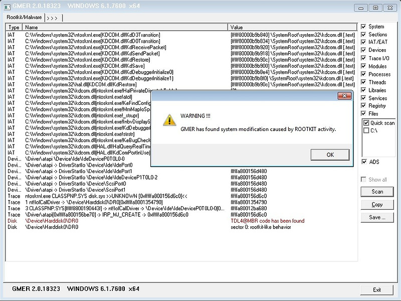 [루트킷] GMER 2.1.18952