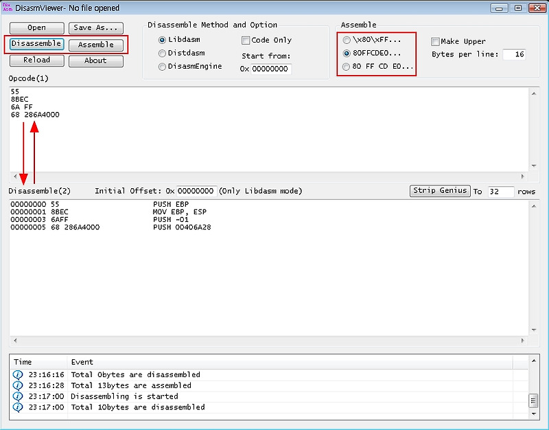 Opcode Assembly Code