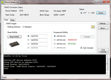 XNand Healer GUI v0.72_Screenshot