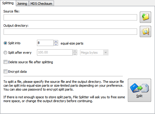 파일 분할 및 합치는 프로그램 - File Splitter and Joiner (FFSJ)
