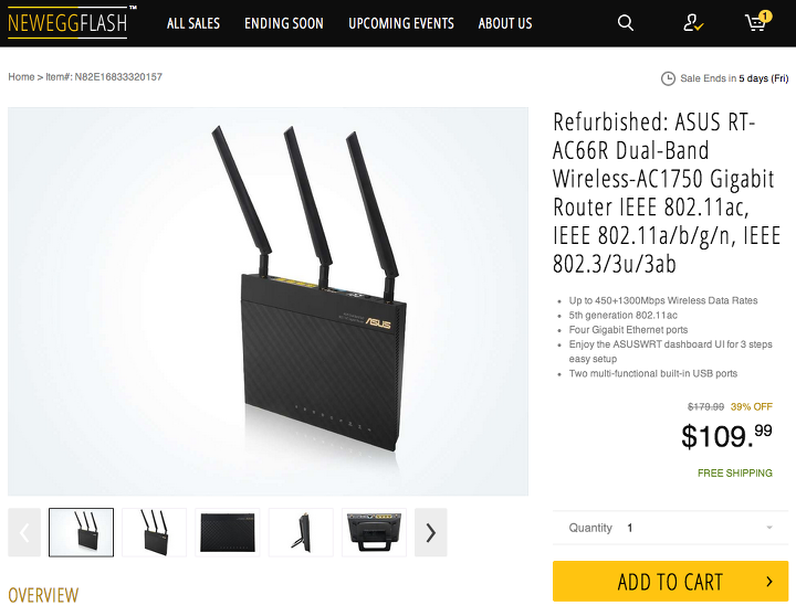 [Neweggflash.com] Asus RT-AC66R Refurbished ($109.99)