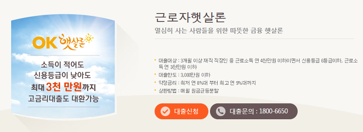 오케이저축은행 햇살론상품