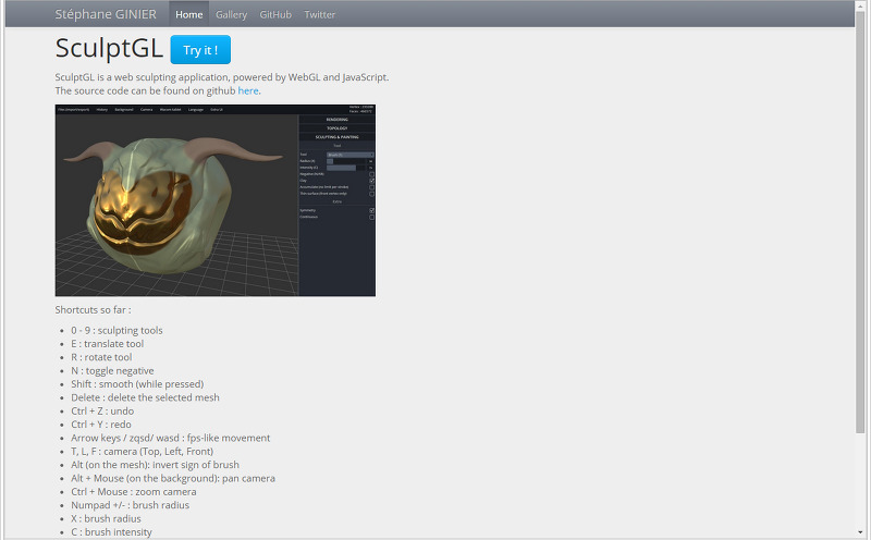 온라인으로 해보는 스컬핑! SculptGL