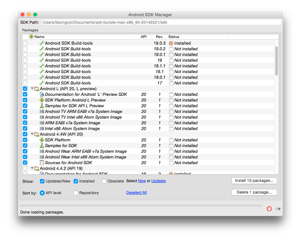 Android L SDK (API 20) 업데이트