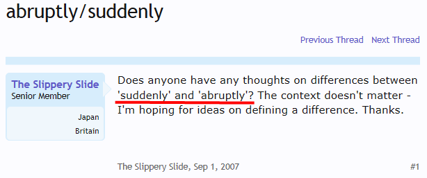 abruptly / suddenly :: 영어 원서 읽는 남자