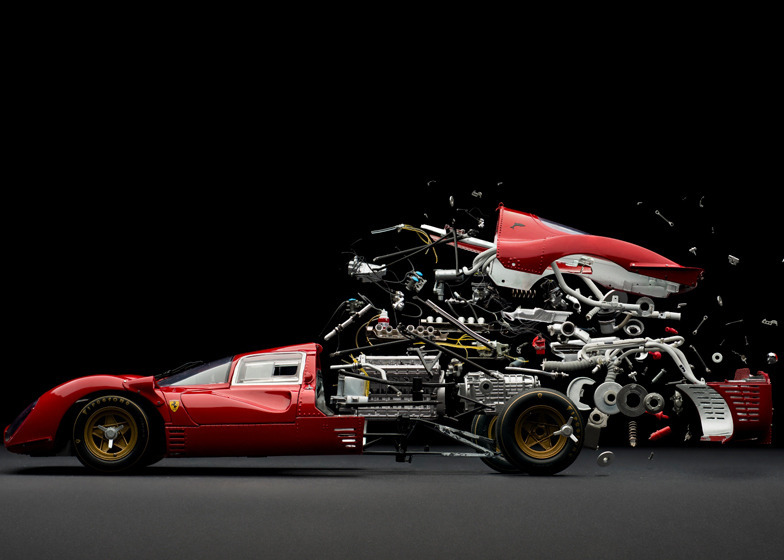 Detailed photos capture exploded sports cars