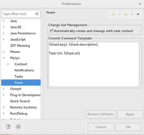 linuxism :: git - eclipse commit comment template