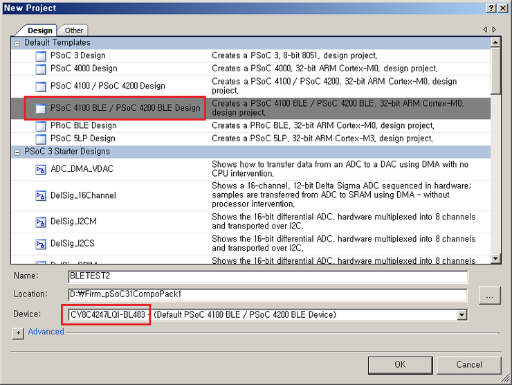 BLE GAP, GATT 셋팅방법 골격. - 싸이프레스 BLE칩 기반.