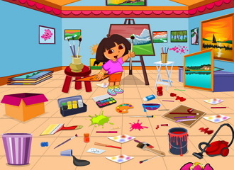 도라 미술실 청소 (Dora Drawing Room Cleaning) / 도라 드로잉 룸 클리닝 / 청소게임