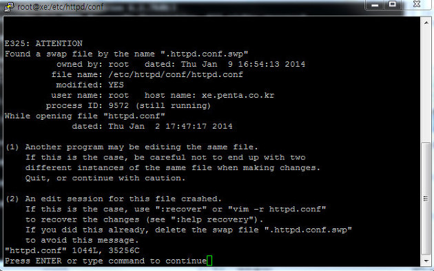 [Linux] VI 에디터 E325 : ATTENTION 해결하기 :: 아이티스